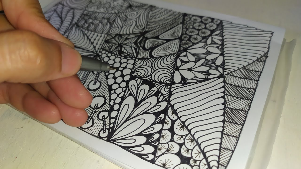 Satisfying Drawing Pattern #51 | Mindful Drawing | Zentangle | Easy ...