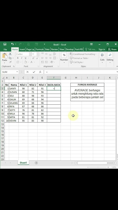 Fungsi Average di excel #jagoexcel #belajarexcel #tutorialexcel #tutorialexcelpemula - YouTube