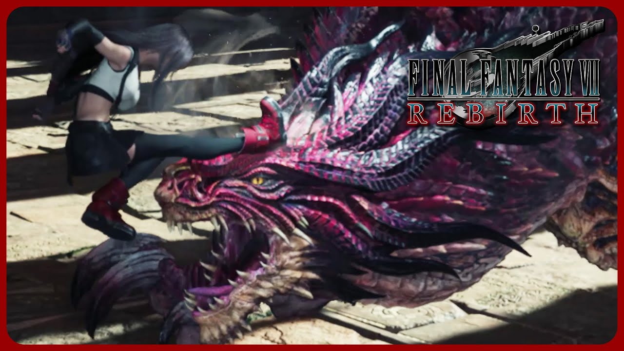 Tifa kicks a dragon ( Red Dragon Boss Fight ) Final Fantasy 7 Rebirth ...