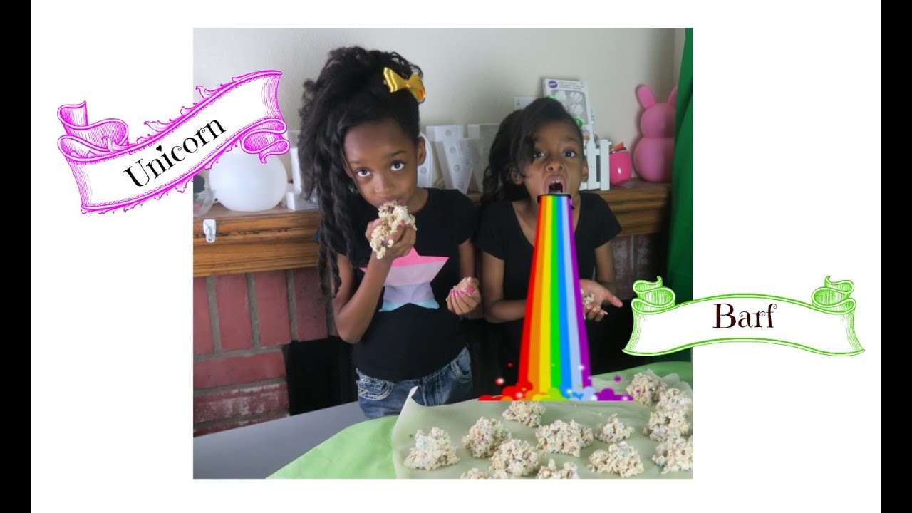 Kids make Unicorn Barf Easy Rice-crispy treats - YouTube