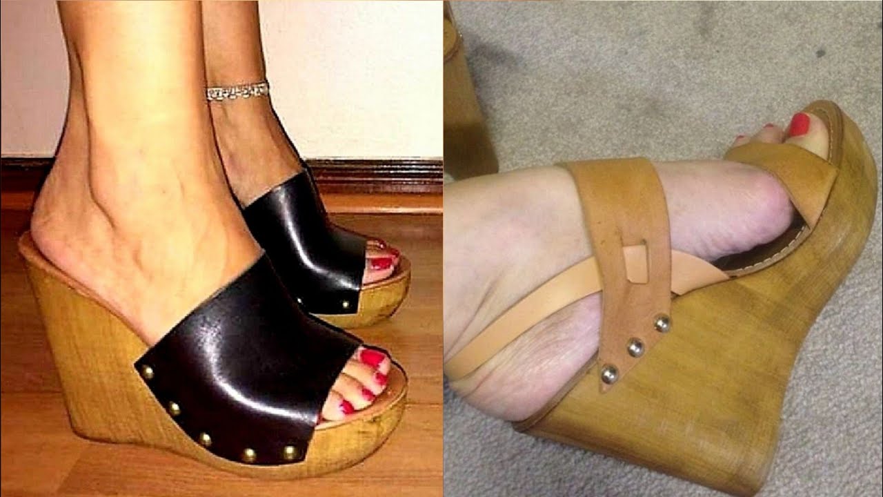 Fabulous collection of wooden wedge heels sandals design for formal ...