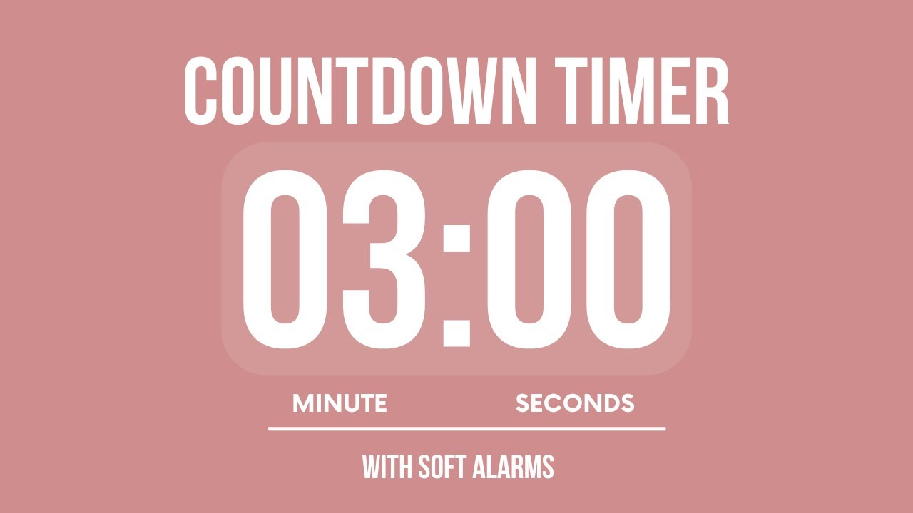3 MINUTE COUNTDOWN TIMER ⏳ WITH SOFT ALARMS 🌸 - YouTube