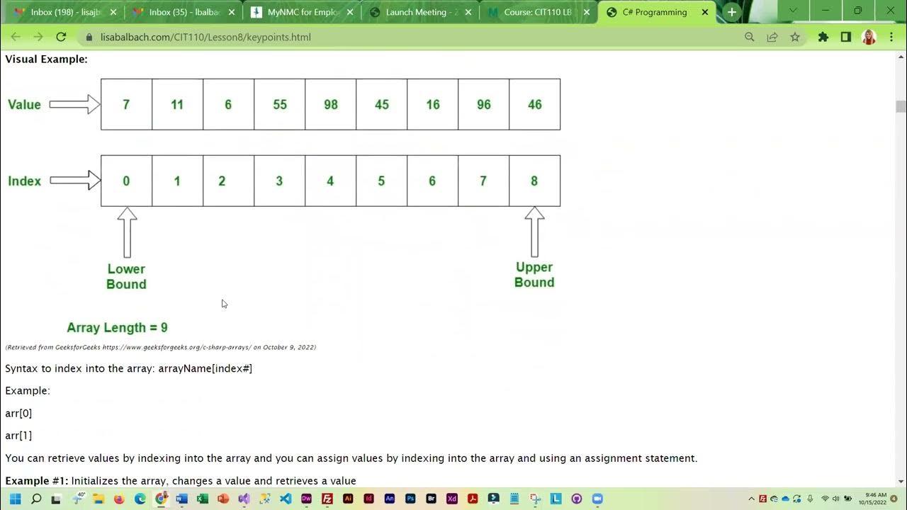 CIT110 Csharp arrays - YouTube
