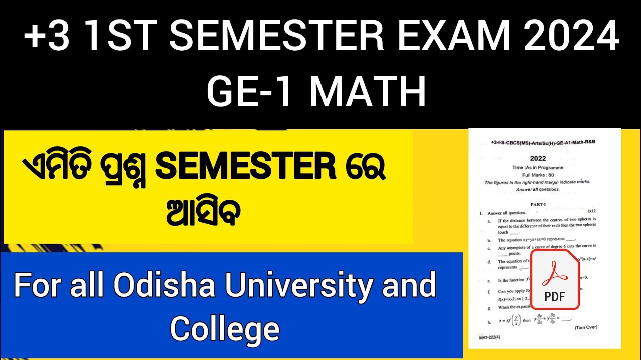 +3 1st semester GE-math question// generic elective mathematics//GE math question important ...