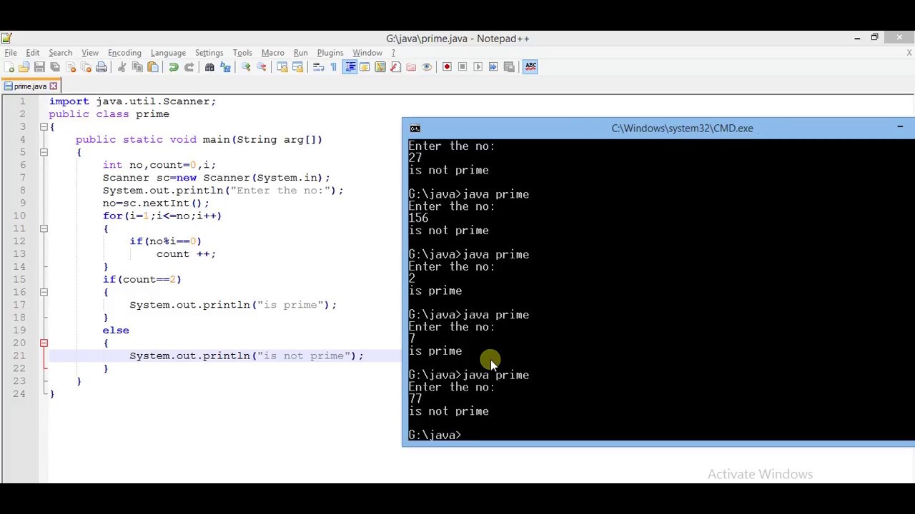 Prime Number Program In Java YouTube