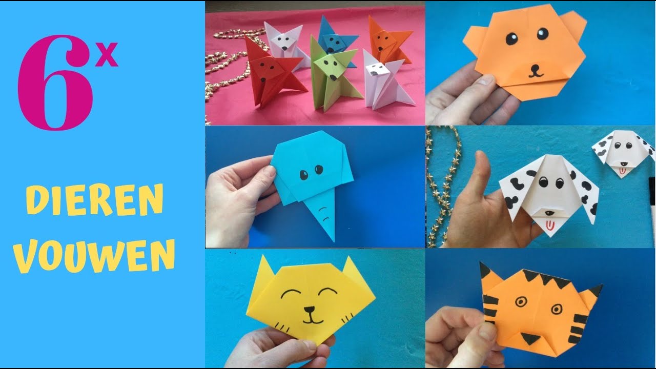 6x DIEREN LEREN VOUWEN! | Knutselen Met Papier - Vouwen Makkelijk ...