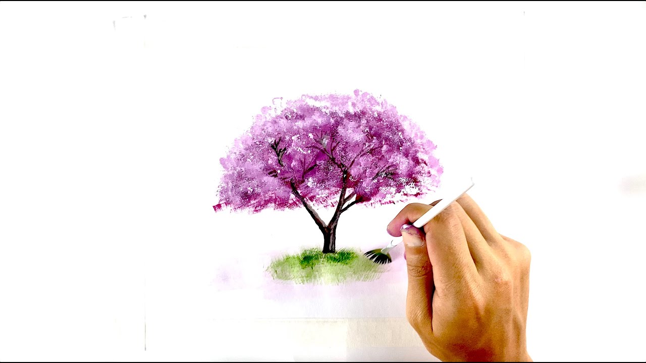 Gouache tree drawing / Painting For Beginners / Nature Landscape - YouTube