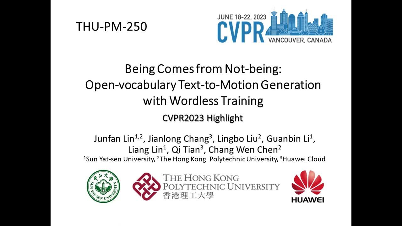 CVPR 2023 Highlight: Open-vocabulary Text-to-Motion Generation with Wordless Training - YouTube