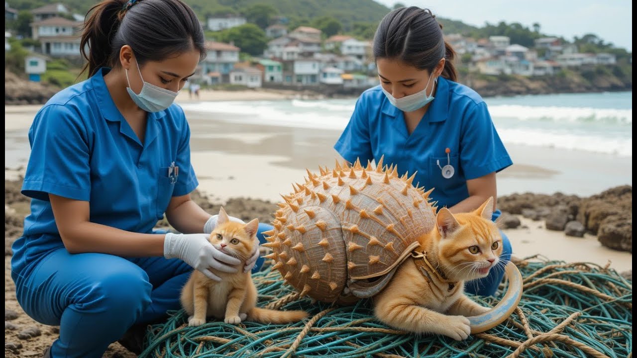 Rescue story: a Cat Trapped in a Giant Snail Shell at the Beach 😱 - YouTube