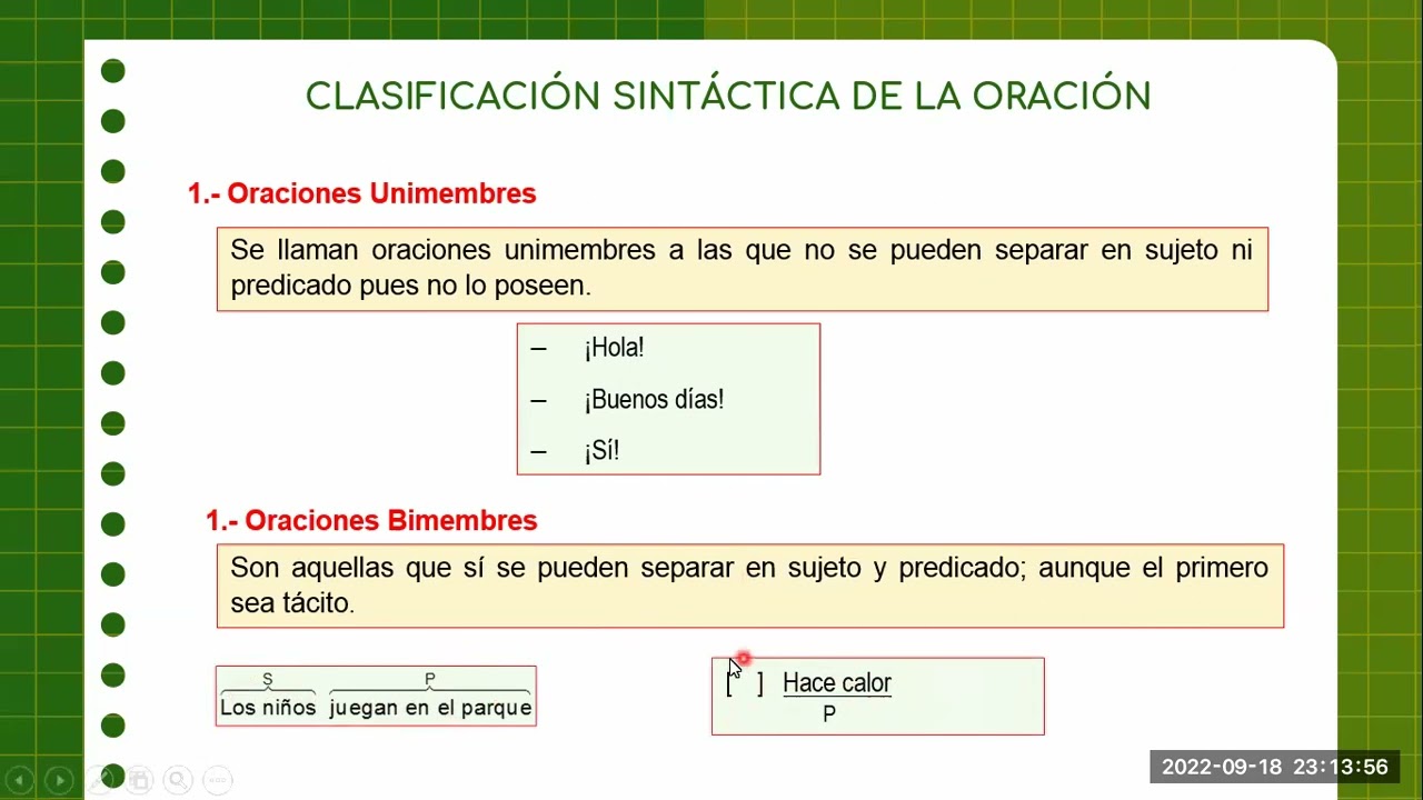 Clasificación sintáctica de la oración 4° - YouTube