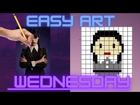 Easy Drawing Wednesday Addams | Pixel Art | Tutorial In A Notebook In A ...