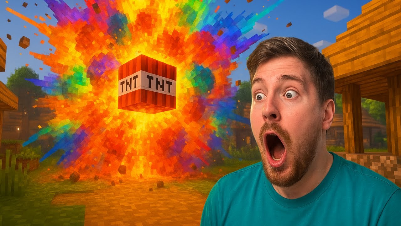 Minecraft FALLING TNT Village Chaos #minecraftshortslive - YouTube
