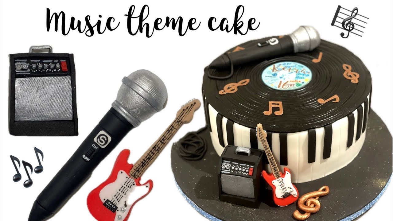 Music Theme Cake Toppers | Electric Guitar Topper | Microphone topper ...