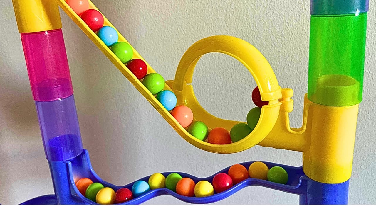 Marble Run RELAY ROLLER COASTER #119 🌟 Multicoloured High Rail Course ...