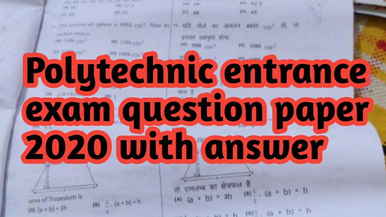 Polytechnic entrance exam paper 12 September 2020 ,Group A. - YouTube
