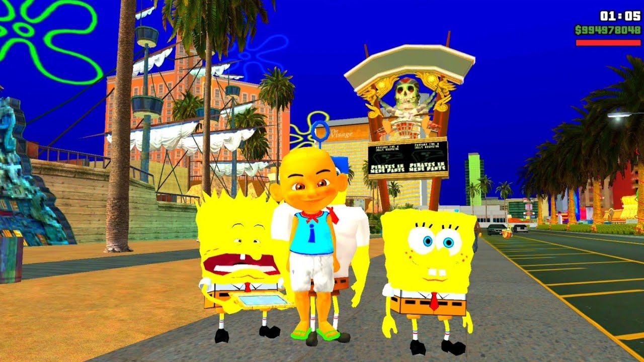 Upin ditangkap Hantu Flying Dutchman , ipin & Spongebob datang ...