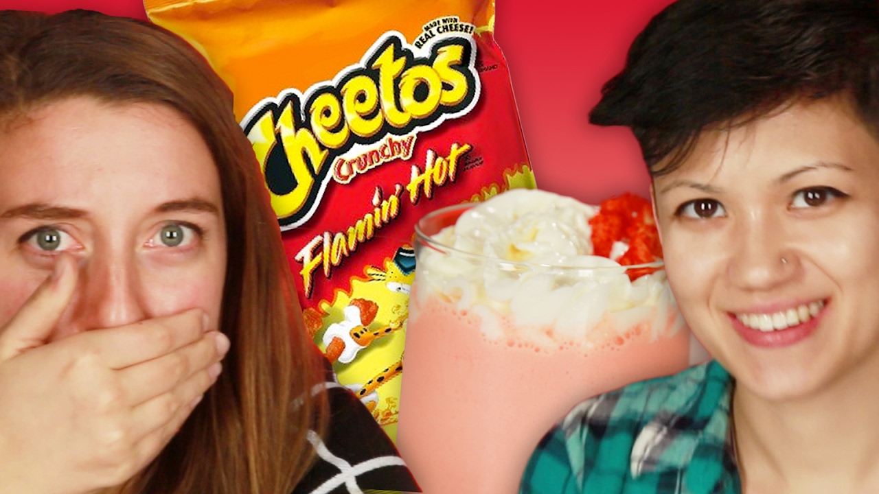 People Try The Hot Cheetos Milkshake - YouTube