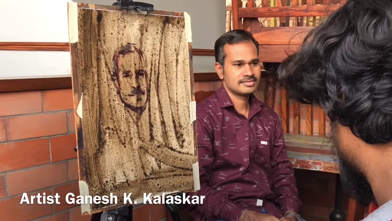 Ganesh Kalaskar live portrait painting - YouTube