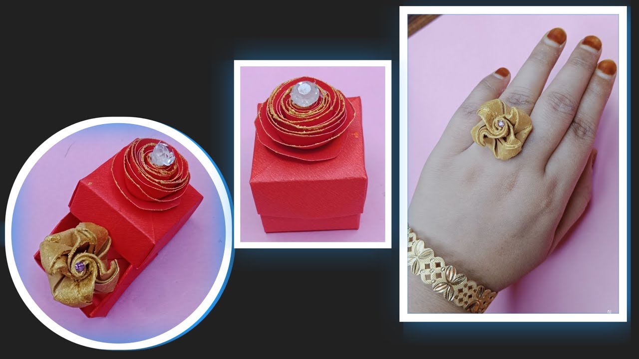 How to make origami rose ring!! Origami rose ring!! DIY Origami ring ...