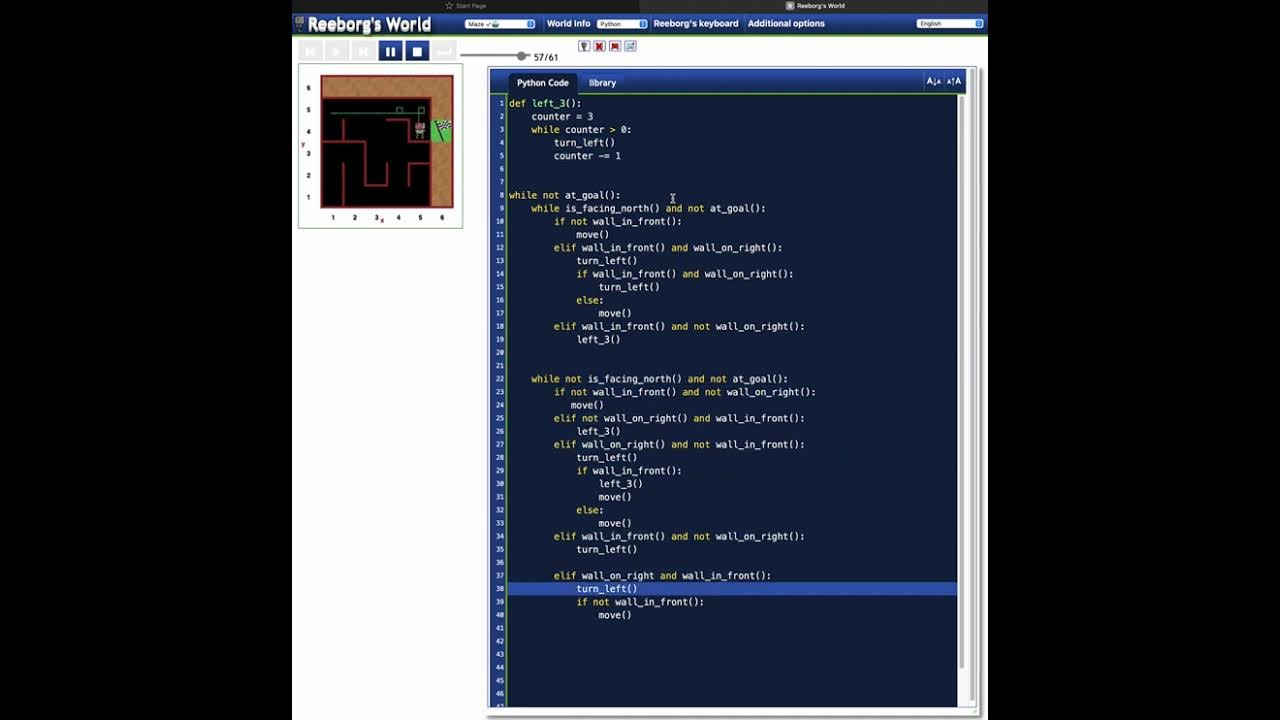 Python Solution to Reeborg's World Maze - YouTube