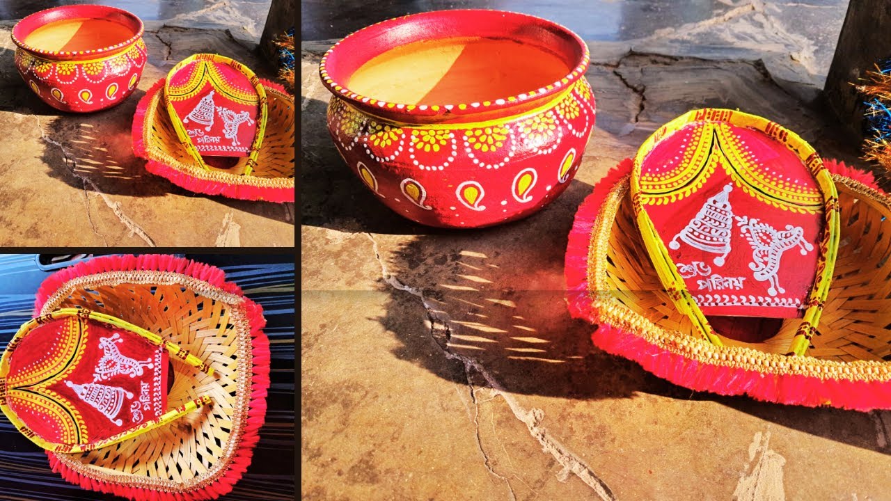 Mistir Hari painting 🎨/biyer tatto design/how to make a beautiful pot ...