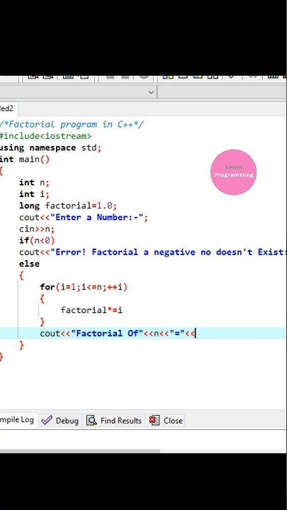 Factorial Program In C Shorts Youtube