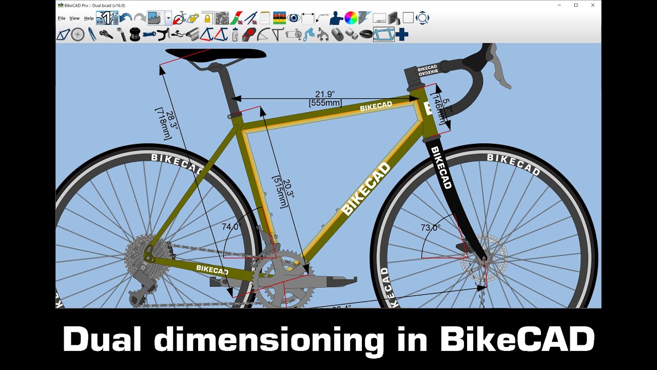 Dual dimensioning in BikeCAD - YouTube