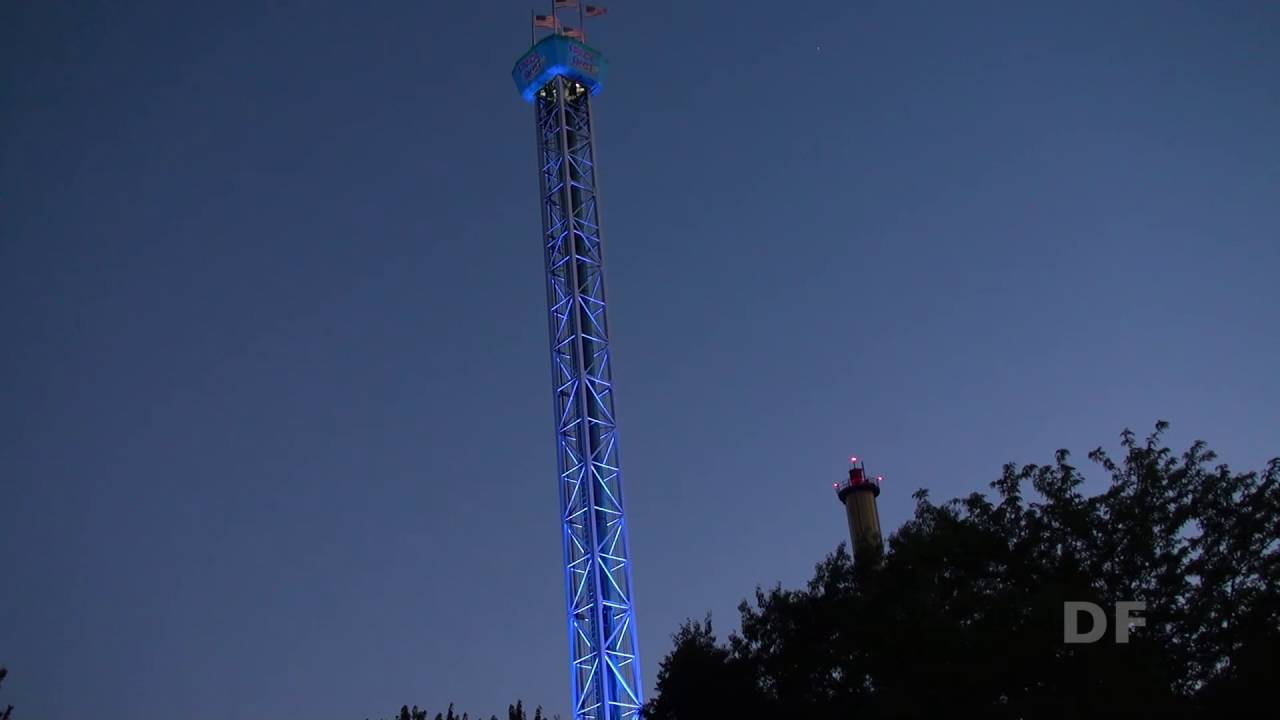 Space Shot LED lights (6-18-2016) - Adventureland Park Iowa - YouTube