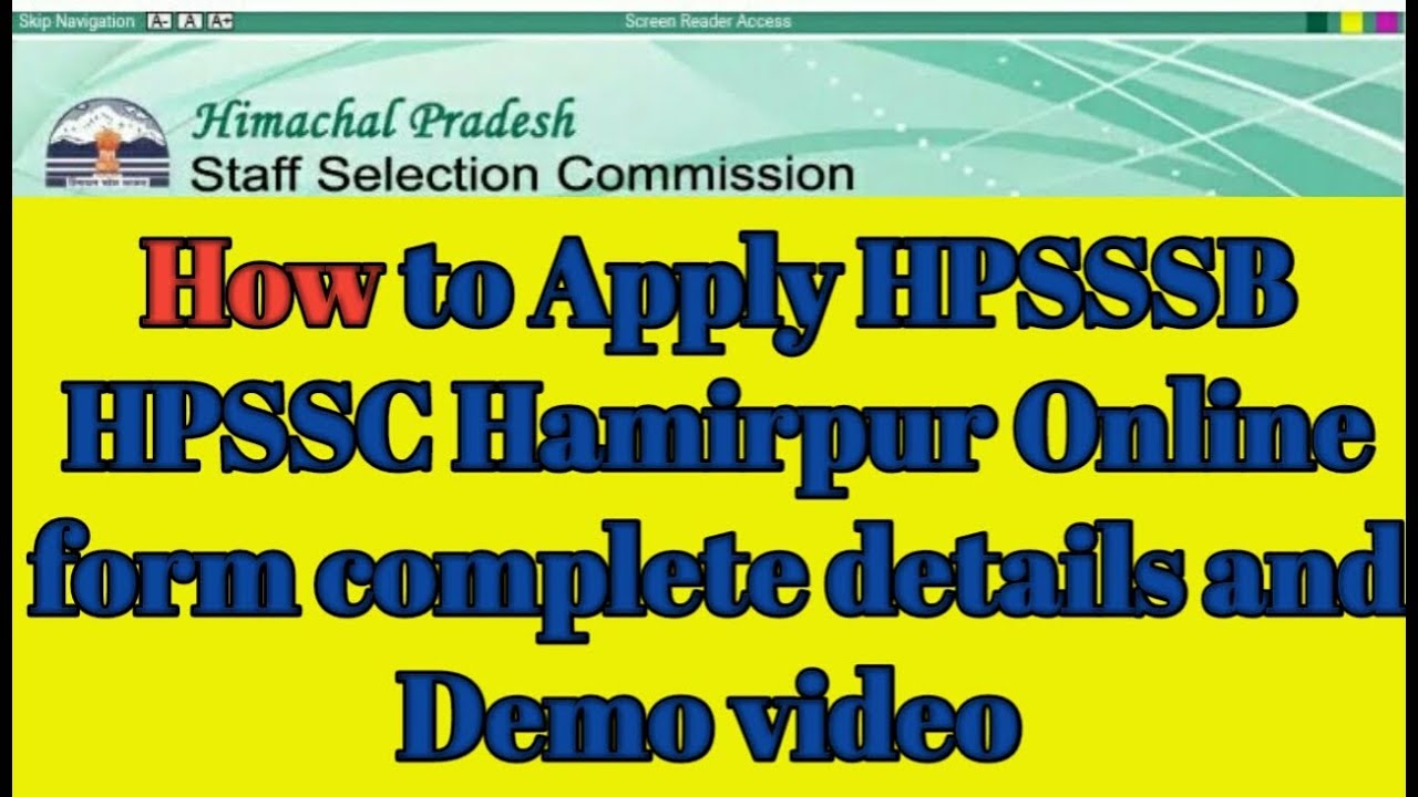 How to fill online HPSSSB HPSSC Hamirpur form & Apply online form - YouTube