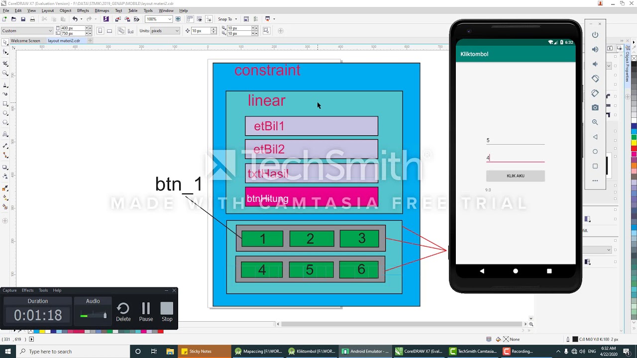 kalkulator sederhana-layout - part 1 - YouTube