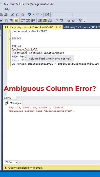 #SQL Fixing Ambiguous Column Name Errors Easily. #datascience #programming #coding - YouTube