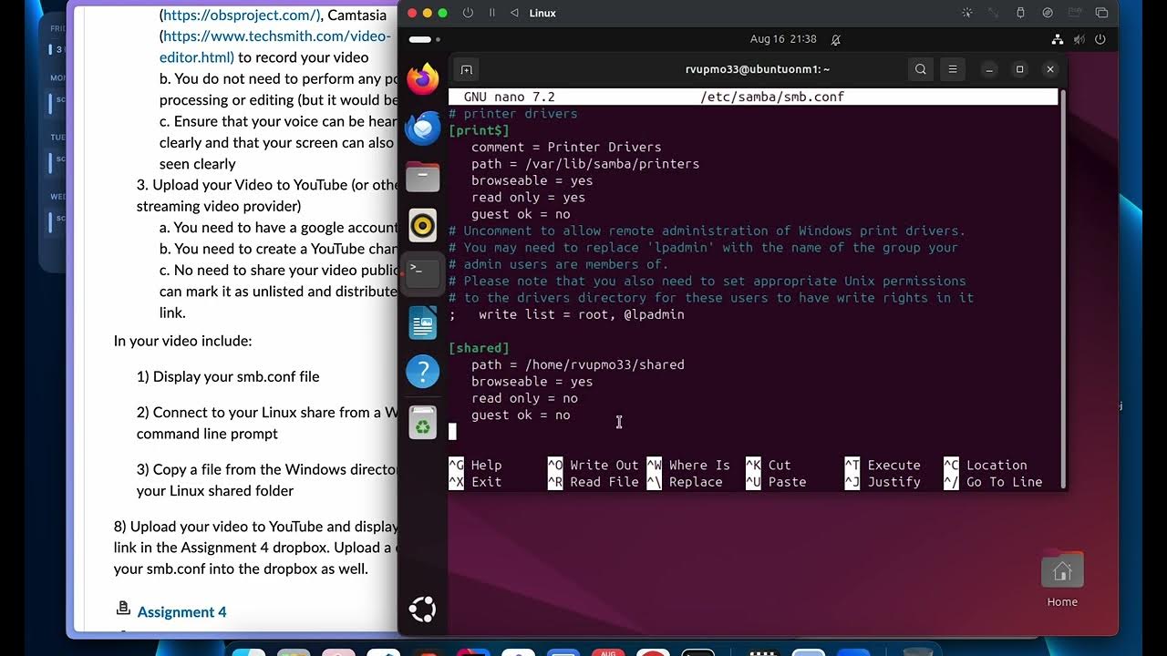 Linux/Unix Assignment 4 Video - YouTube