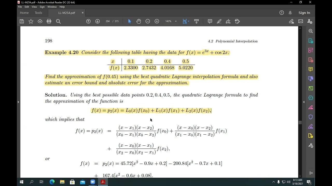 Chapter 4: Polynomial Interpolation and Approximation: Lagrange Interpolating Polynomials p4 ...