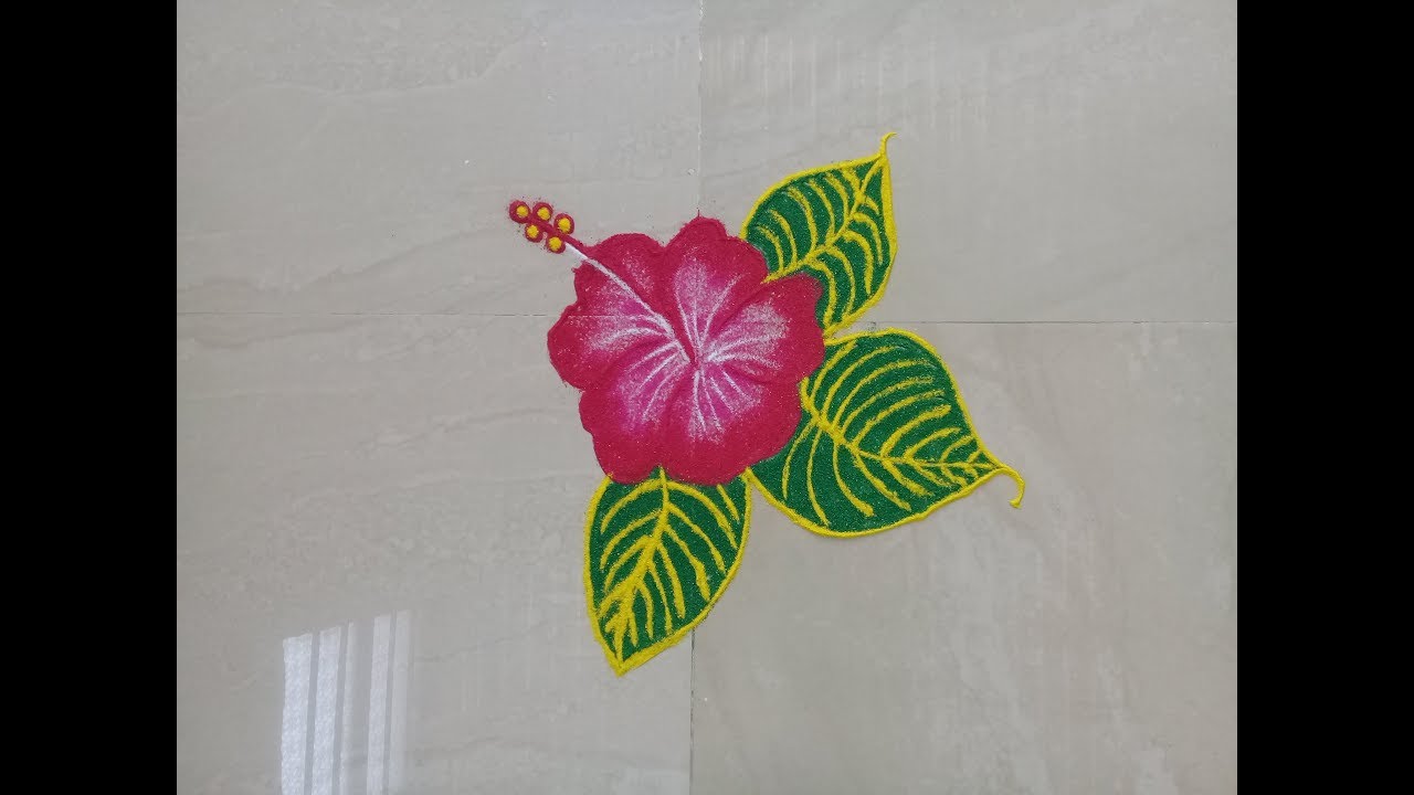Hibiscus Flower Rangoli Design.....by designer rangoli - YouTube
