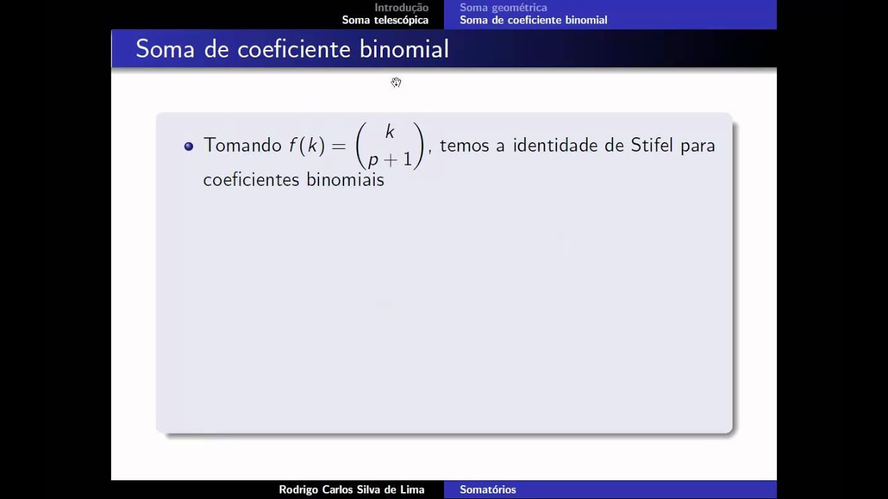 Somatório parte II ( Assista o outro vídeo com som melhor ) - YouTube