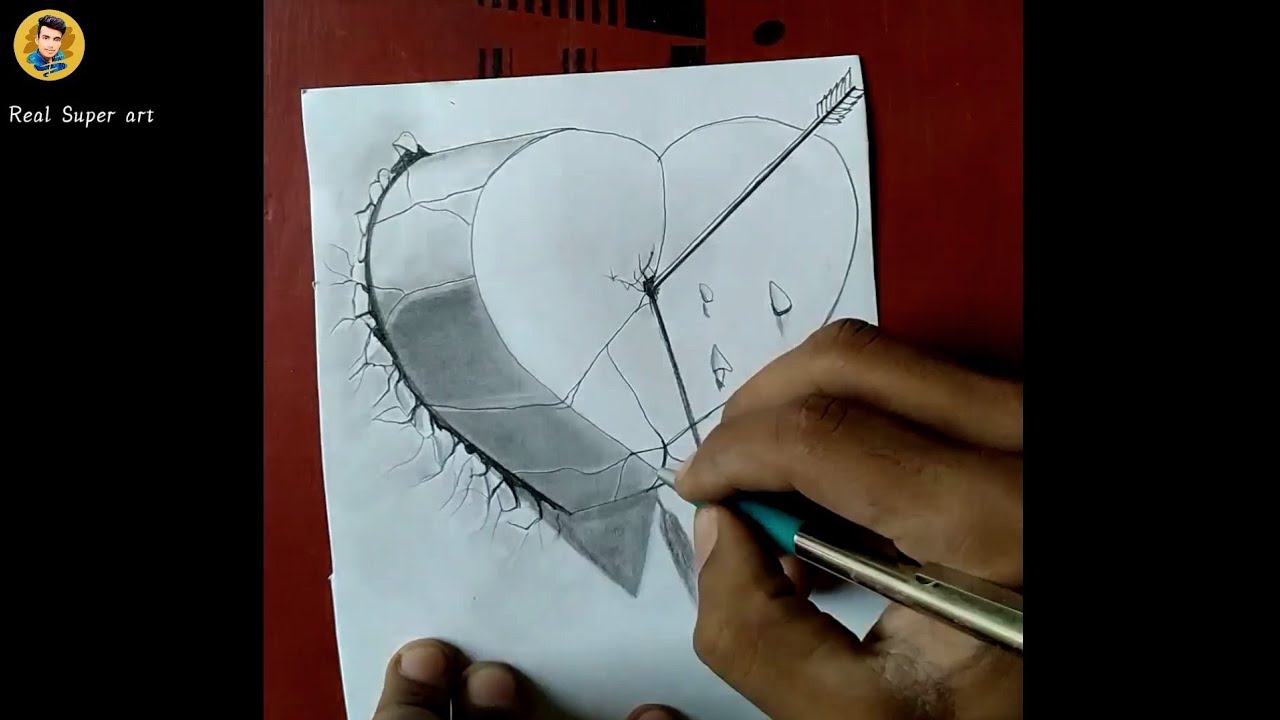 Draw 3D stone heart- love heart easy draw NT Drawings and Art - YouTube