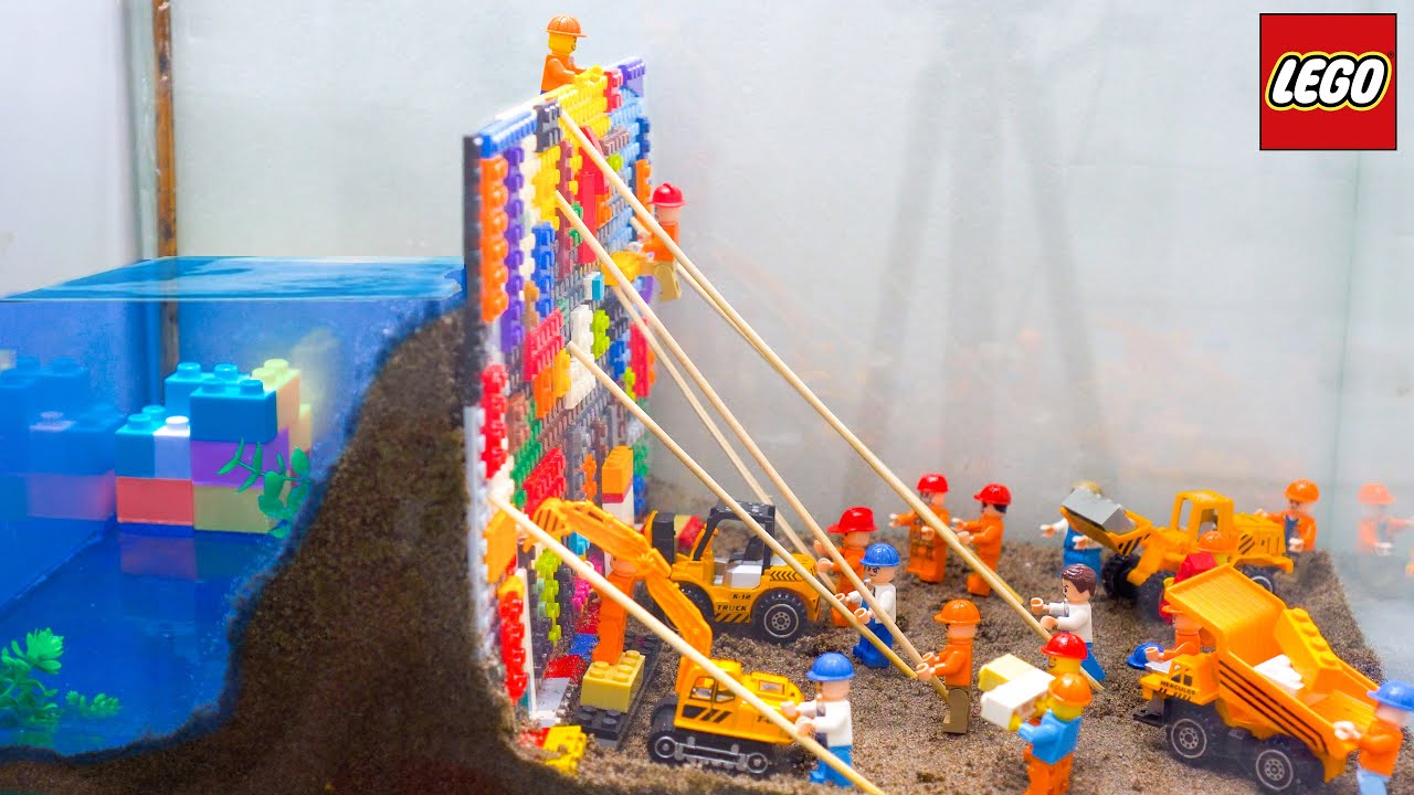 Lego Dam Breach Experiment #2 | Lego people built a Strongest lego dam ...