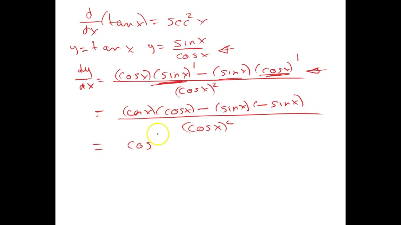 Derivative of tan x - YouTube