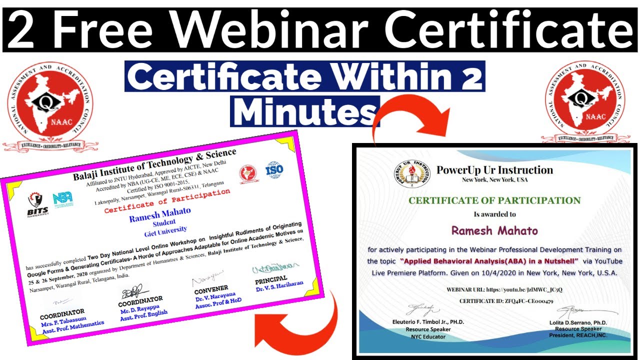 2 Free Webinar Certificate | Free Certificate | Government Universities ...