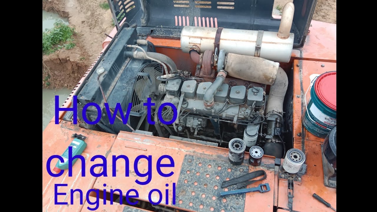 TATA HITACHI SUPER|| Engine oil kaise change kerte hain||How to change ...