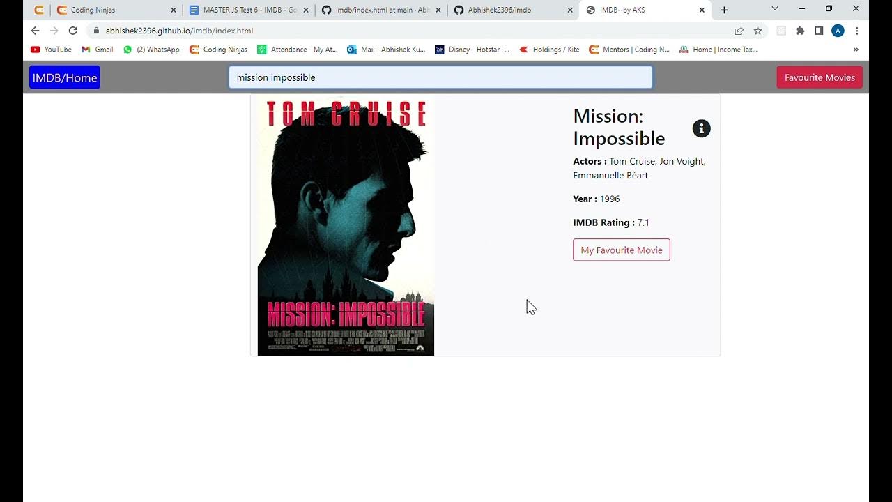 IMDB Clone Project by Coding Ninja student - AKS - YouTube