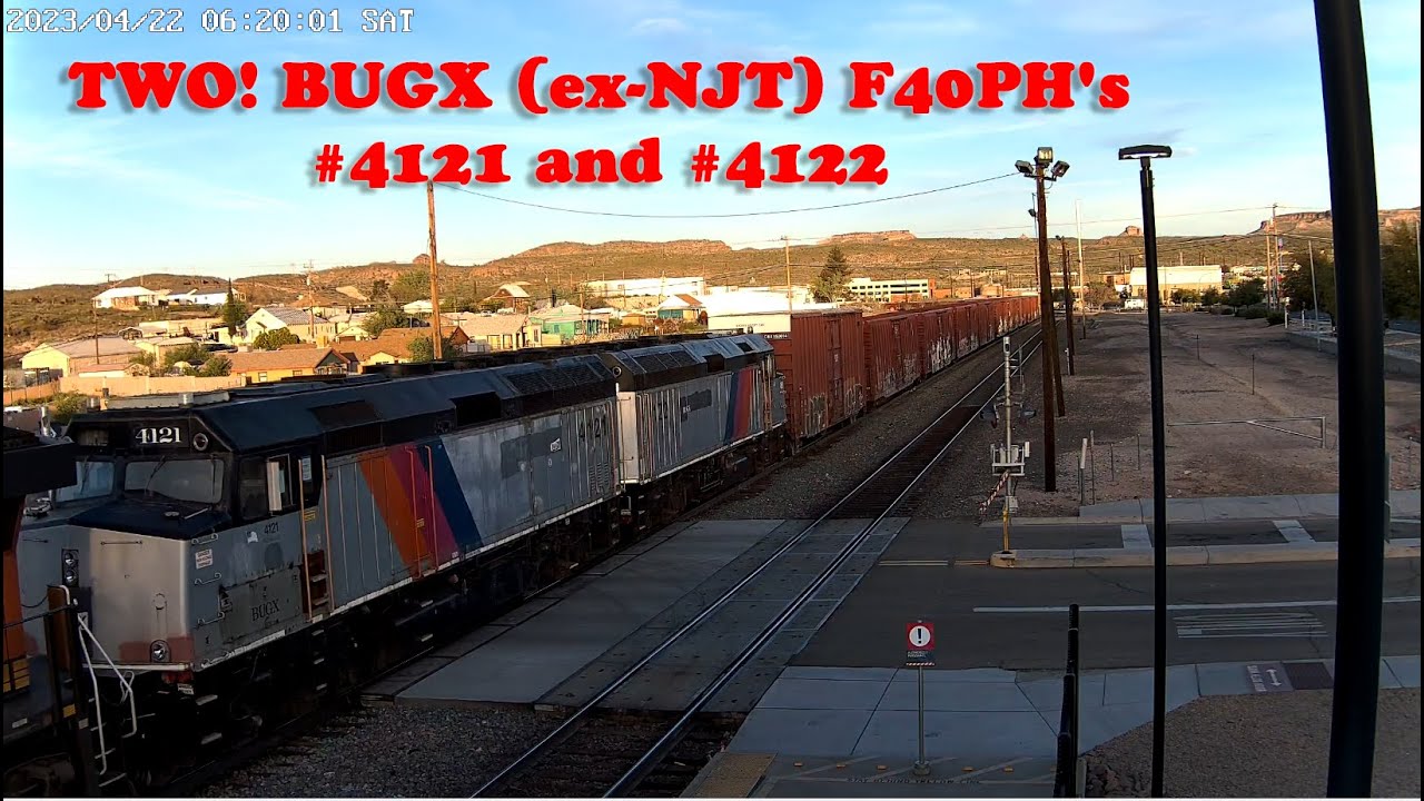 TWO! BUGX (ex-NJT) F40PH's#4121 and #4122 at Kingman, AZ! MUST SEE! - YouTube