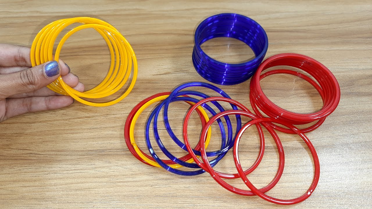 2 BEAUTIFUL HANDMADE CRAFTING OUT OF PLASTIC BOTTLE & OLD BANGLES ...