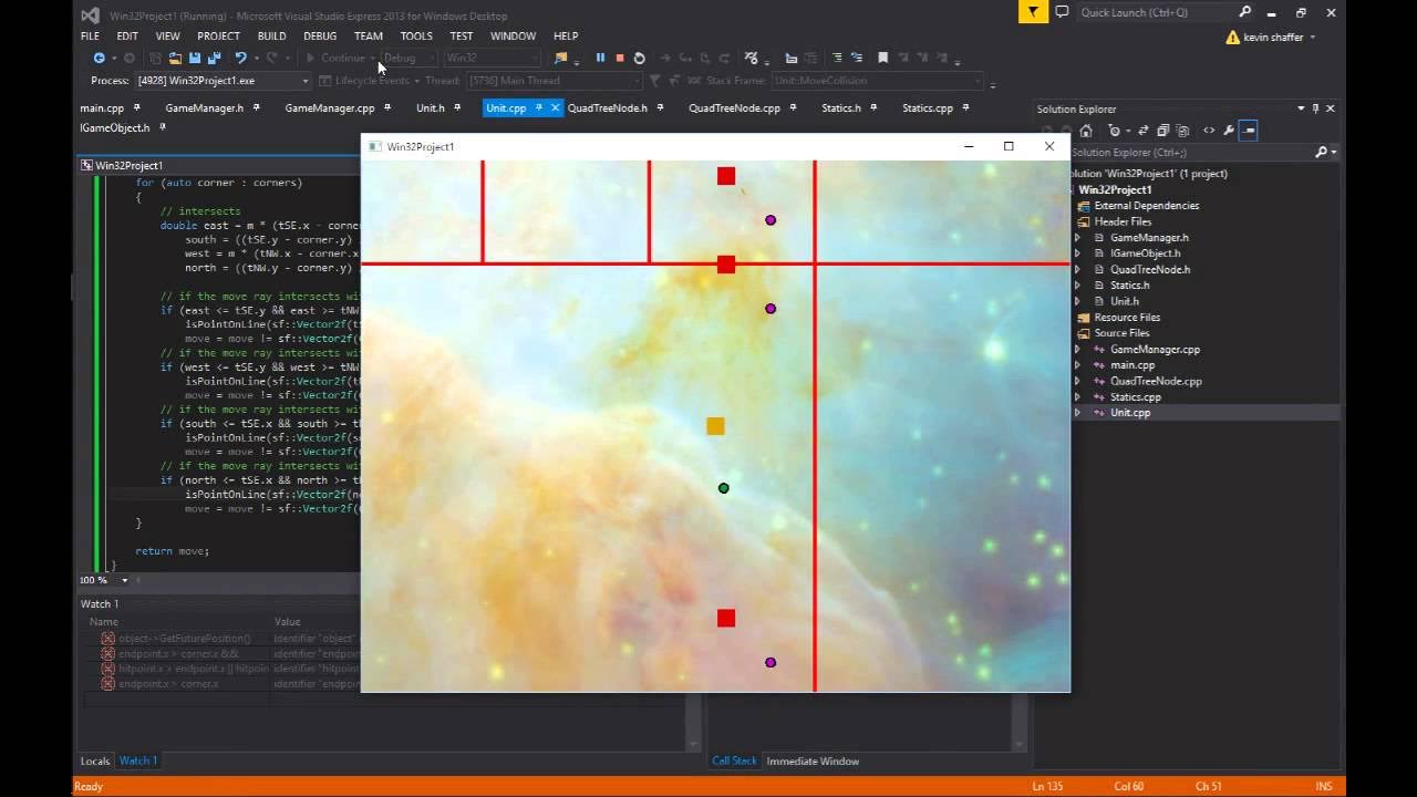 Simple collision with ray casting and quadtree - YouTube