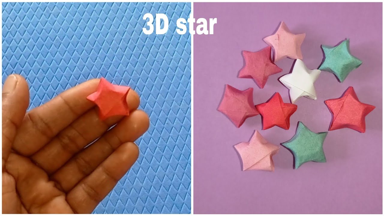 how to make easy 3D star with paper|origami star making art for school ...