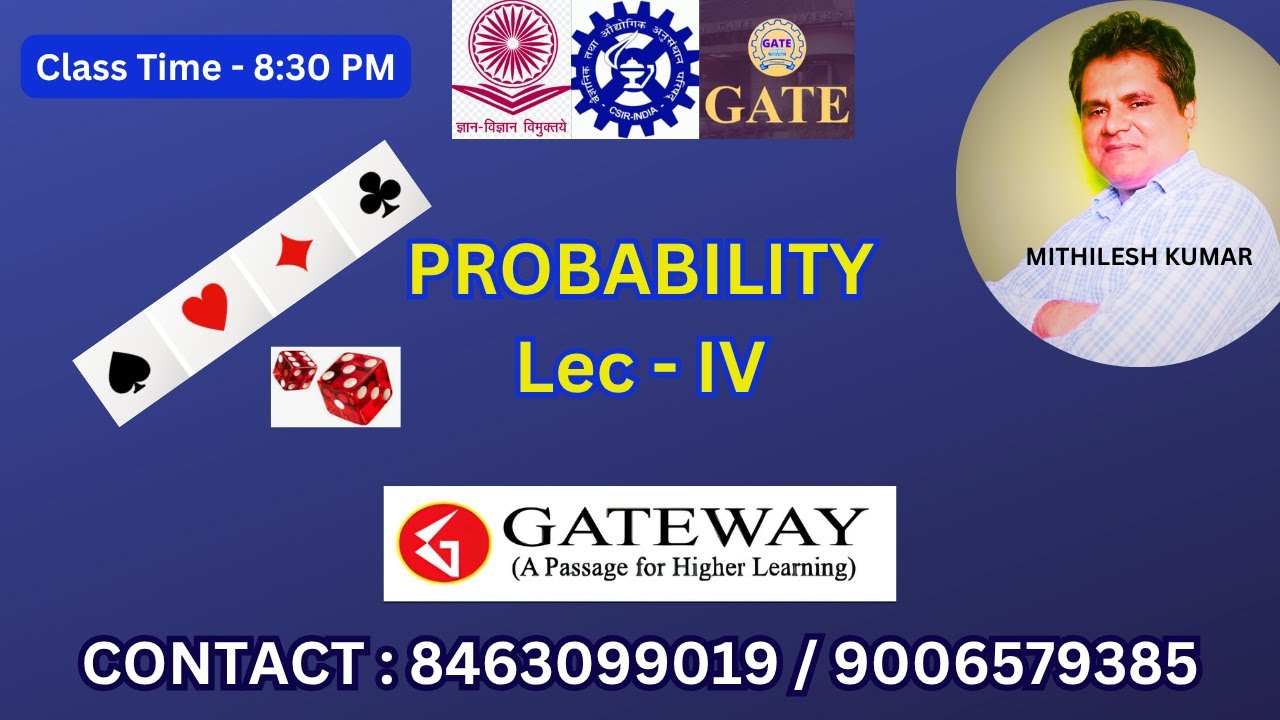 UGC NET / CSIR NET / GATE : Probability - Lec IV | GATEWAY | MITHILESH ...