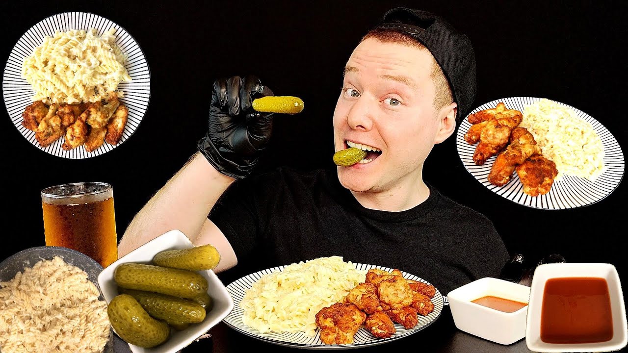 Asmr|Mukbang|Crispy Pickles|Smoked wings|Macaroni and cheese|Nice ...