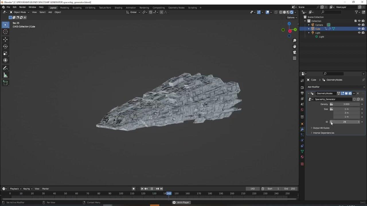 Procedural Star Wars Starship Spaceship Generator Blender Geometry Nodes - YouTube
