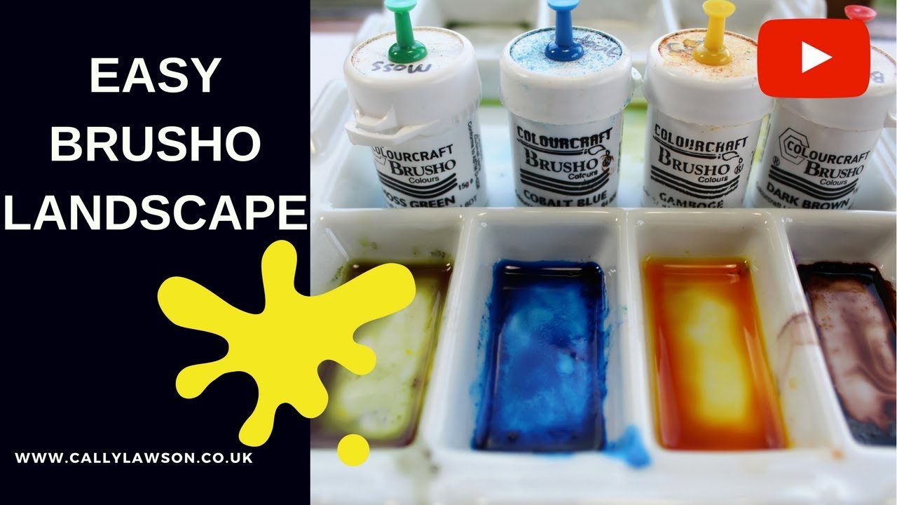 Brusho techniques - Quick landscape using four colours - YouTube