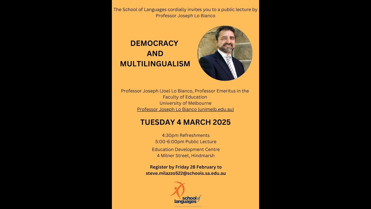SoL 2025 Public Lecture - Professor Joseph Lo Bianco - YouTube